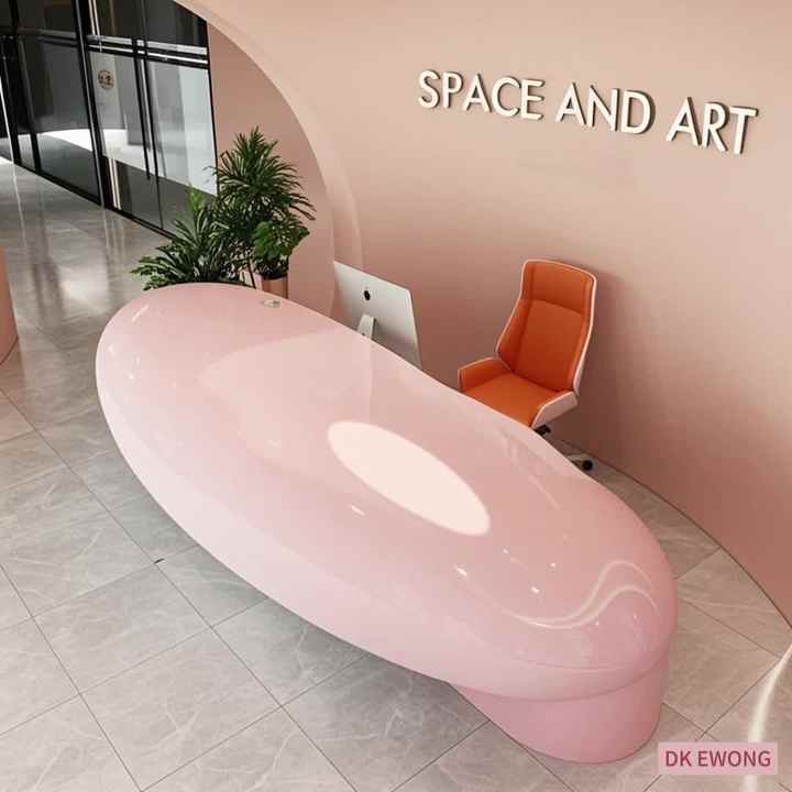 Q009 Egg Shaped White Office Workstation reception desk Compartment ...