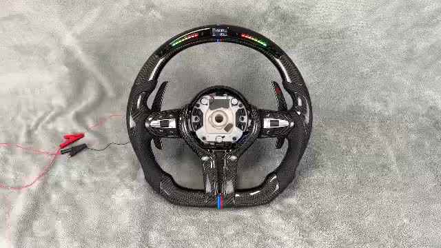 Custom Blue Carbon Fibre LED Racing Steering Wheel for BMWs G20 G22 G30 ...