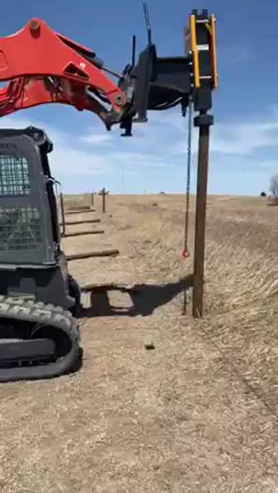 7000ibs Skid Steer Attachment Hydraulic Fence Post Driver Post Rammer ...
