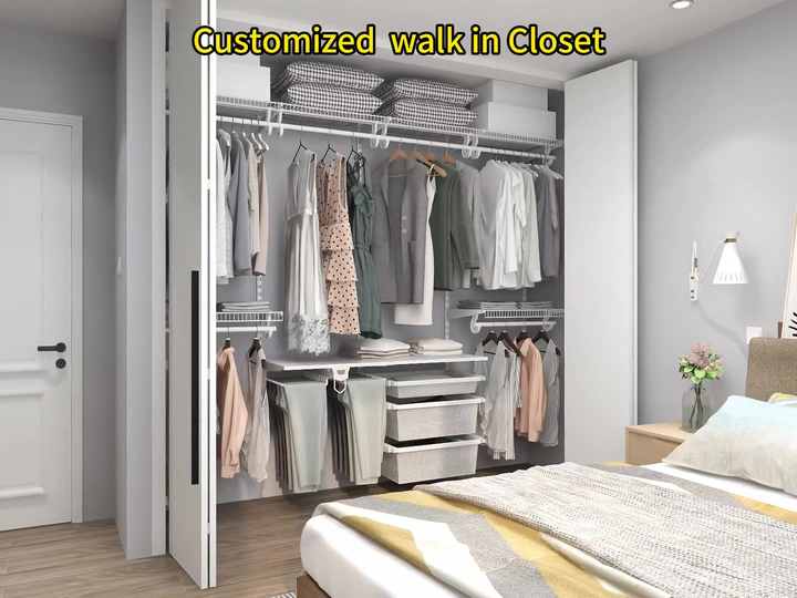 Open-Style Steel Extendable Walk-in Wardrobe Organizer for Clothing ...