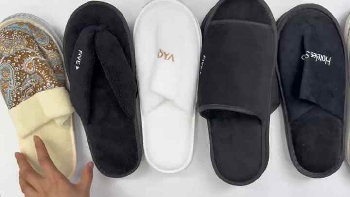 Custom Logo Disposable Hotel Spa Indoor Cotton Guest Slippers Open Toe ...
