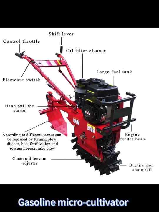 Diesel Powered Single Wheel Chain Track Micro Tiller Hard Land ...