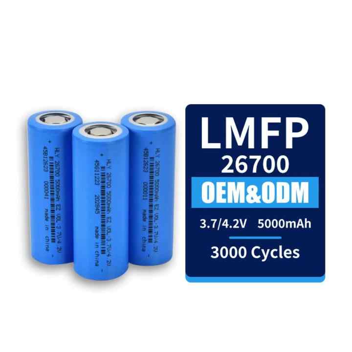 Factory deep cycle lithium battery 26700 LMFP 3.7V 5000mAh 3000 Cycle Life Li-ion Battery Cells ...
