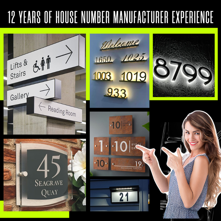 LED Lighted House Number Frontlit Acrylic House Signs Front Door Custom ...
