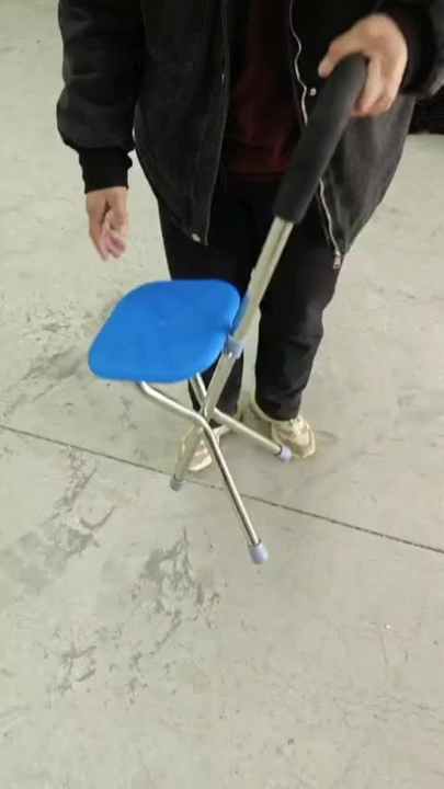 Adjustable Three-Legged Walker with Seat Stool for Disabled People Can ...