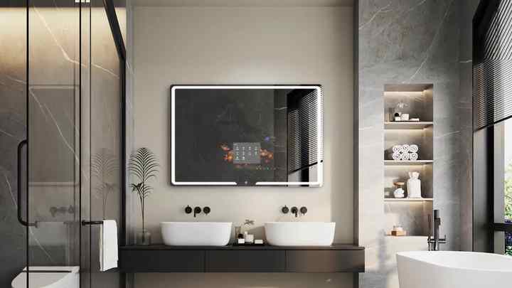 Vercon Smart Bathroom Mirror TV with Touch Screen, Android OS, Built-in ...