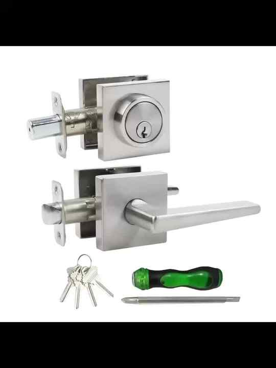 Exterior Door Lock Set with Deadbolt and Lever Knob Zinc Alloy High ...
