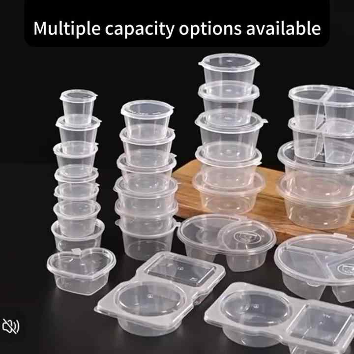 1-4oz Sauce Tub Cups PP Lid BPA Free Microwavable Disposable Plastic ...