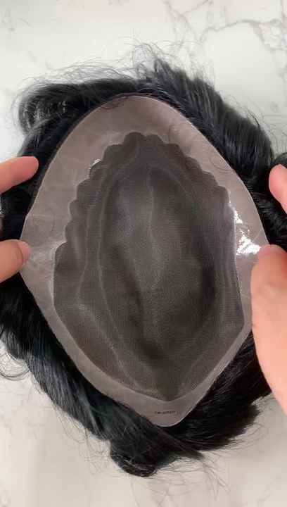 H310 Mens Hair Replacement System Indian Hair Mono Base with Poly ...