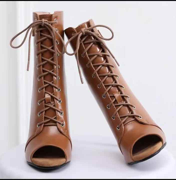 Customize Stiletto Heel Cut-out Latin Dance Shoes Leather boots for ...