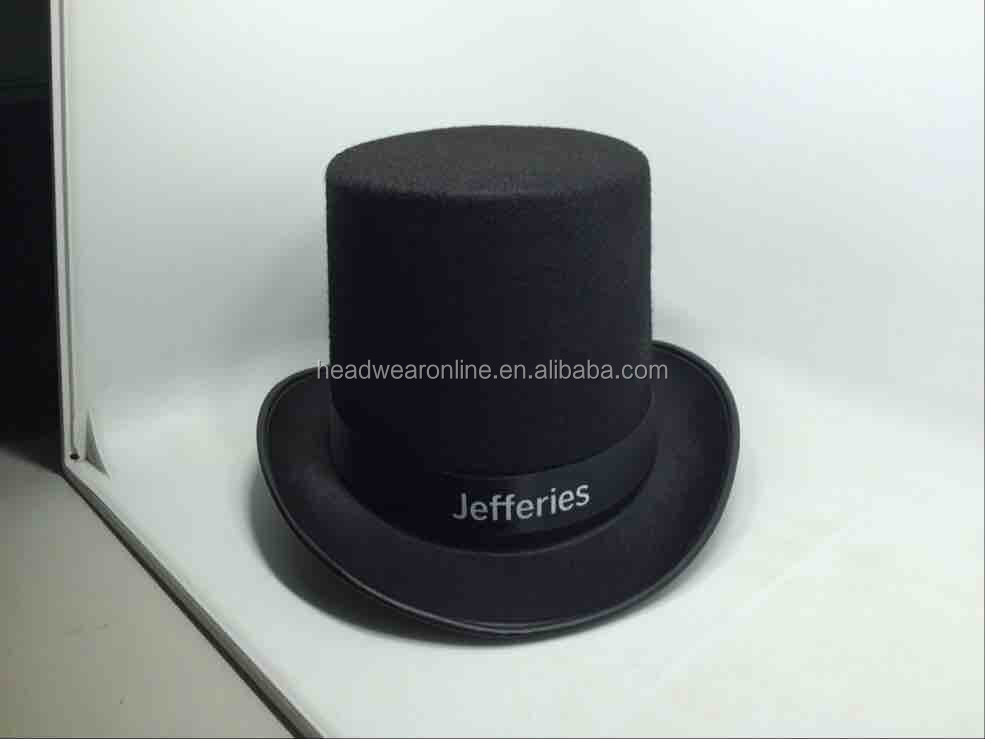 Fashion black round top hat with custom printing logo ribbon_Other ...