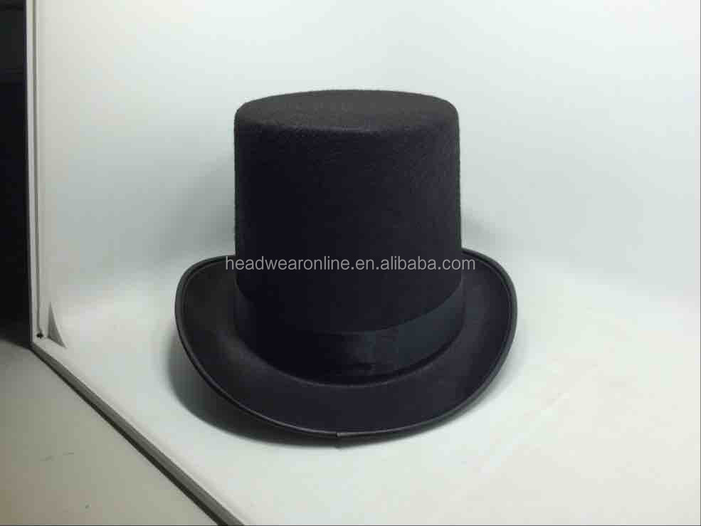 Fashion black round top hat with custom printing logo ribbon_Other ...