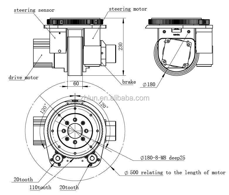 230mm AGV Steering Drive Wheel With Drive Motor Brake Encode Power ... 230mm AGV Steering Drive Wheel With Drive Motor Brake Encode Power ...