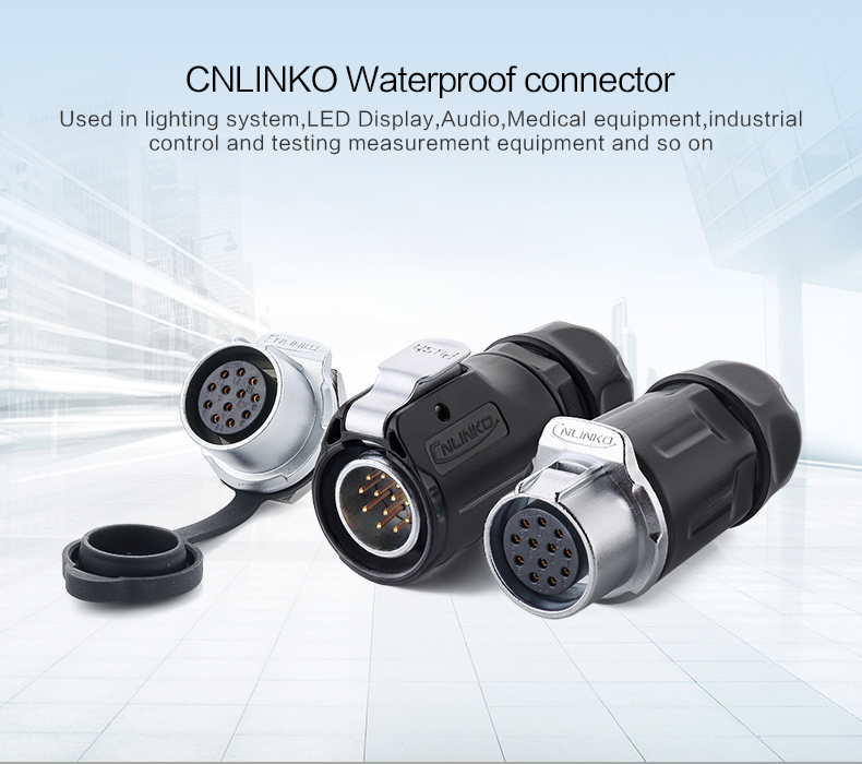 Industrial ip67 waterproof cable joints Circular 12 pin connector assembly