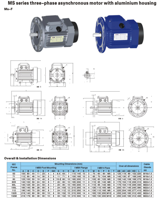 MS90L-4 1.5KW high-efficiency mechanical three-phase asynchronous motor Products from Zhejiang ...