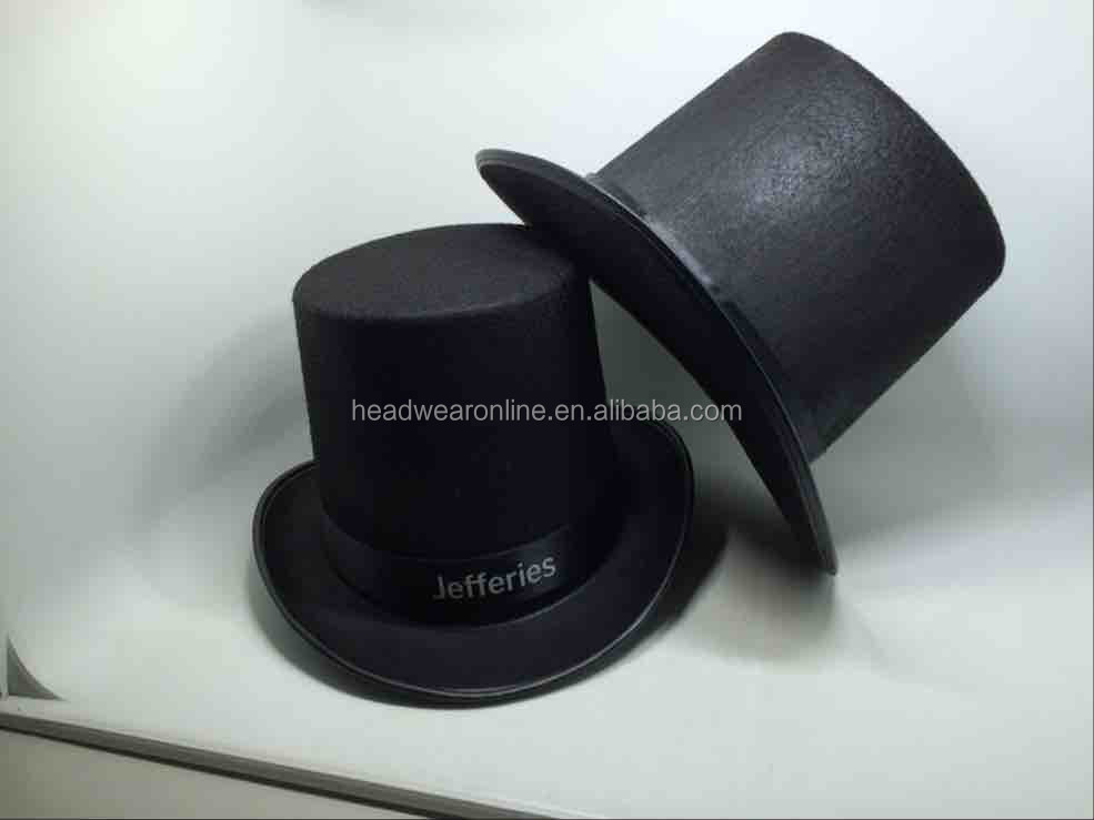 Fashion black round top hat with custom printing logo ribbon_Other ...