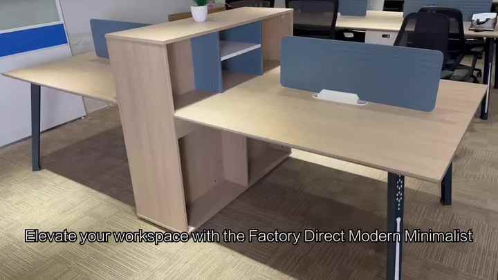 Factory Direct Modern Minimalist 4 Person Office Workstation Set with ...
