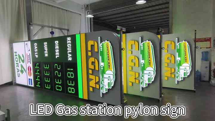 Gas Station Digital Led Price Pylon Sign Advertising Led Pylon Screen ...