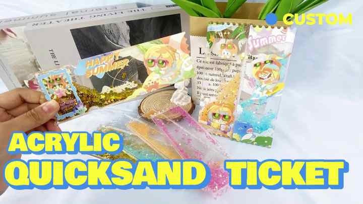 Acrylic Quicksand Liquid Ticket Custom Glitter Floating Shaker Card for ...