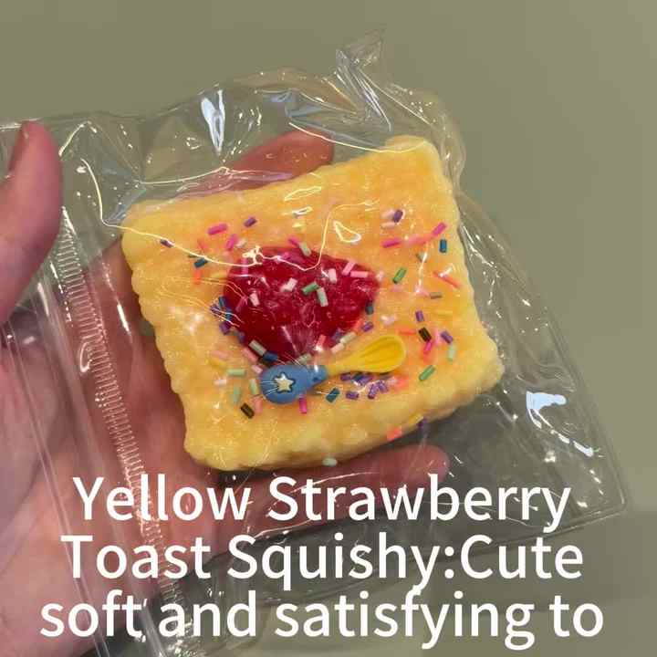 TPR Strawberry Toast Shape Squishy Soft Stress Relief Anxiety Relief ...