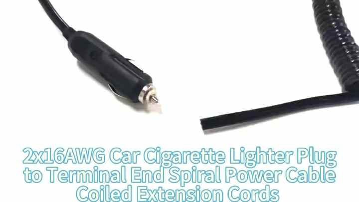 12V 24V DC Coiled Extension Power Cable 16 Gauge 2-Conductor with ...
