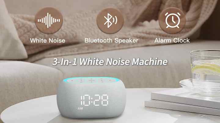 HiFiD Digital Alarm Clock BT Speaker White Noise Sound Machine with ...