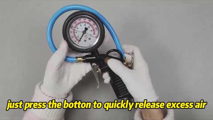 200 PSI Pneumatic Tire Control Valve with Gauge, Industrial Air Chuck ...
