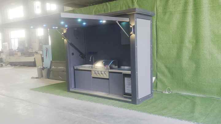 Luxurious Steel Outdoor Smart Kitchen for Hotels Open Air Kitchen with ...