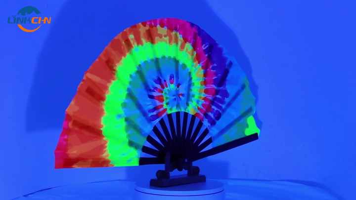 Wholesale 13 Inch UV glow hand fan large rave bamboo folding fan for ...