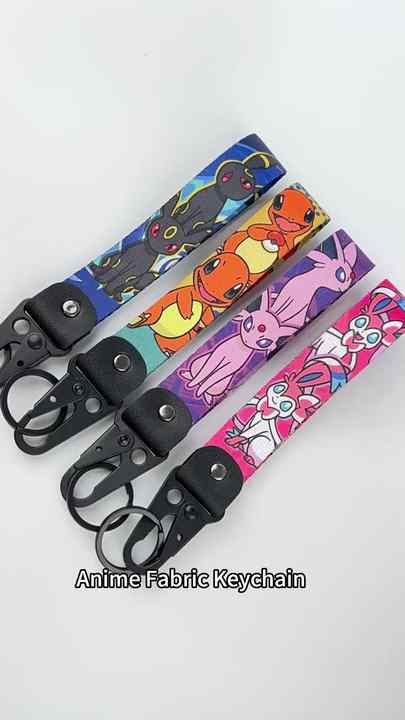 Wholesale Anime Pokemoned Label Keychain Woven Lanyard Keychain Anime ...