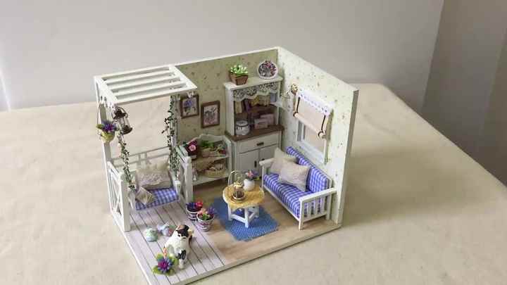 DIY Mini House with Furniture Light Toys Set Handmade Wooden Room Small ...