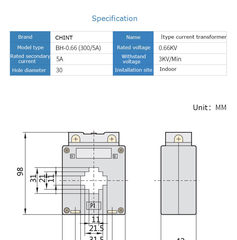 Low voltage current transformer CHINT internal current transformer type ...