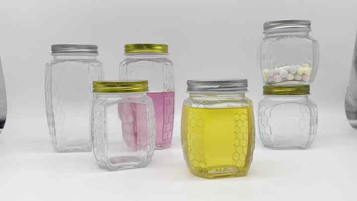 900ml Storage Glass Jar Honey Jar with Plastic Tinplate Lug Lid ...