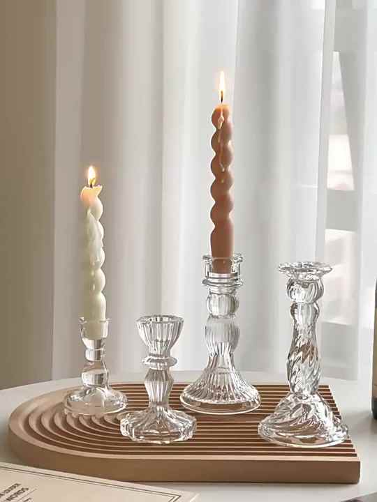 European Style Simple INS Glass Candle Stand Christmas Household Pole ...