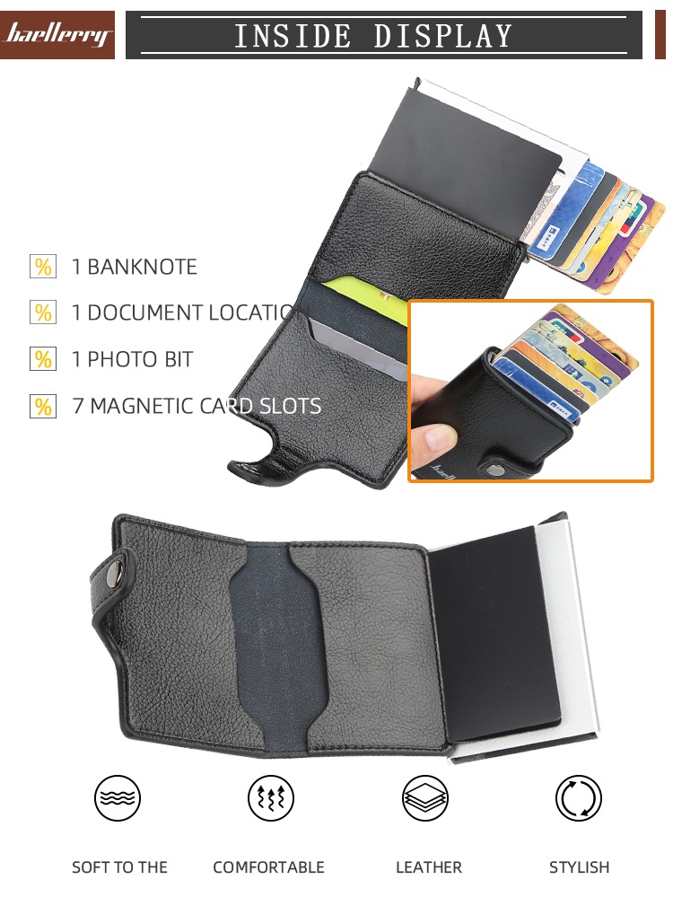 Billetera RFID de Cuero con Tarjetero Baellerry Antirobo Color Rosado ...