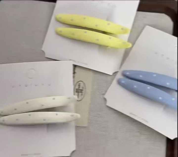 Korean & Japan Style Blue White Polka Dot Cream Color Alloy Handmade ...