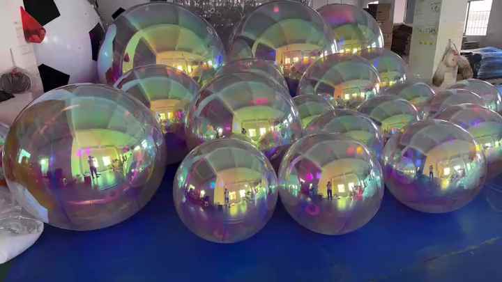 Iridescent Inflatable Mirror Ball Shiny Balloons PVC Mirror Sphere ...