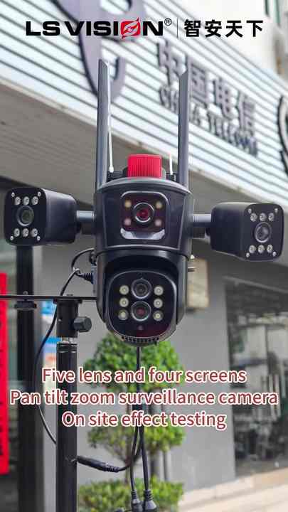 LS VISION 4K Outdoor Wireless CCTV Camera - 360-Degree PTZ, Five-Lens ...