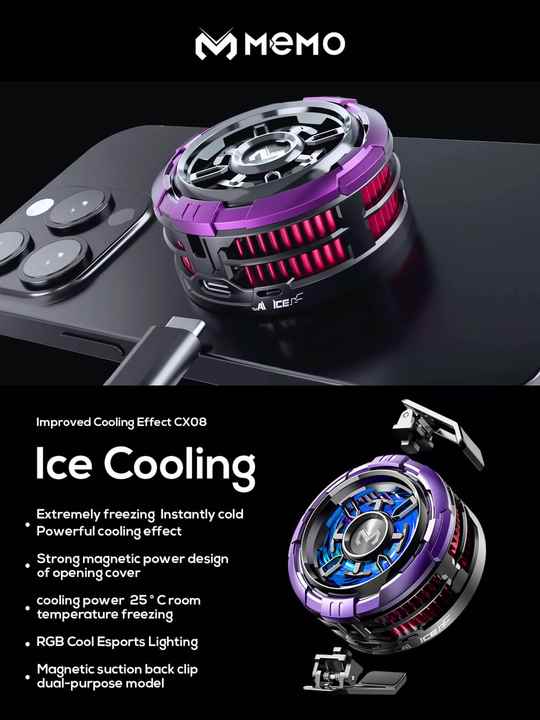 MEMO CX08 AI Mobile Cooling Fan - Semiconductor High Power Phone Cooler ...