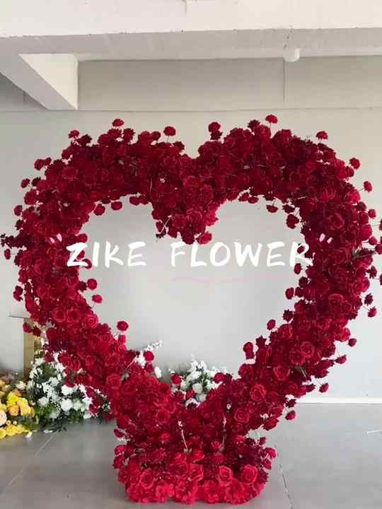 5D Luxury Red Heart-Shaped Floral Arch for Wedding Proposals