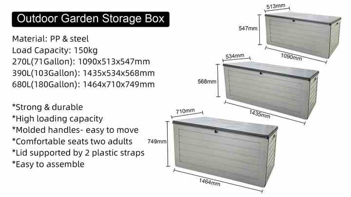 Winslow & Ross 270L Outdoor Storage Box Chest Bin Garden Storing Case ...