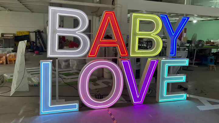 3ft 4ft RGB Neon Marquee Frame Sign Metal Light up Letter Numbers for ...