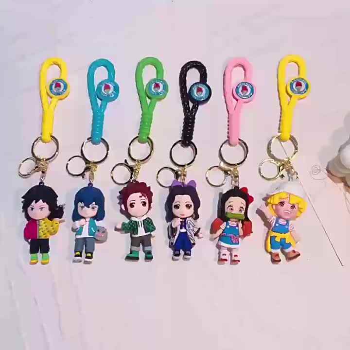 Creative Anime Character Silicone Rubber Keychain Durable Eco-Friendly ...