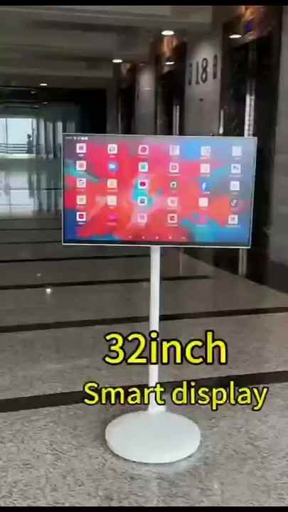24 Inch Floor Standing Portable Smart TV with Wheels, Rotatable Touch ...