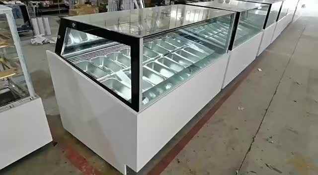 Square Ice Cream Display Freezer Air Cooling Digital Control LED ...