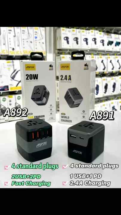 ASPOR A892 World Adapter - Fast Charge PD 2.0 Travel Converter