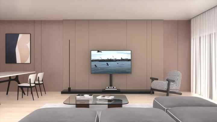 Height Adjustable TV Stand with Tempered Glass Mount