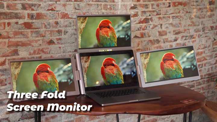 2025 New Hot Three Fold LCD Screens 3 Monitors 14 Inch Quad Portable ...