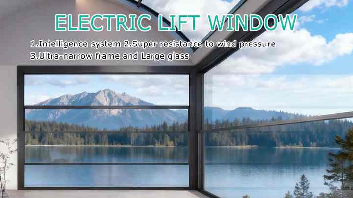 Electric Lift Window Full View Aluminum Double Tempered Glass ...