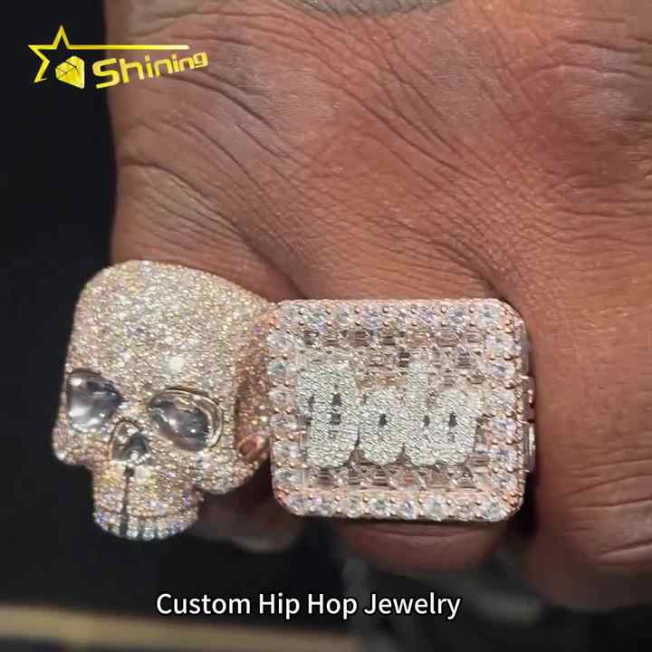 Custom Iced Rapper Men's Jewelry Emerald Cut Moissanite Hip Hop Rings ...